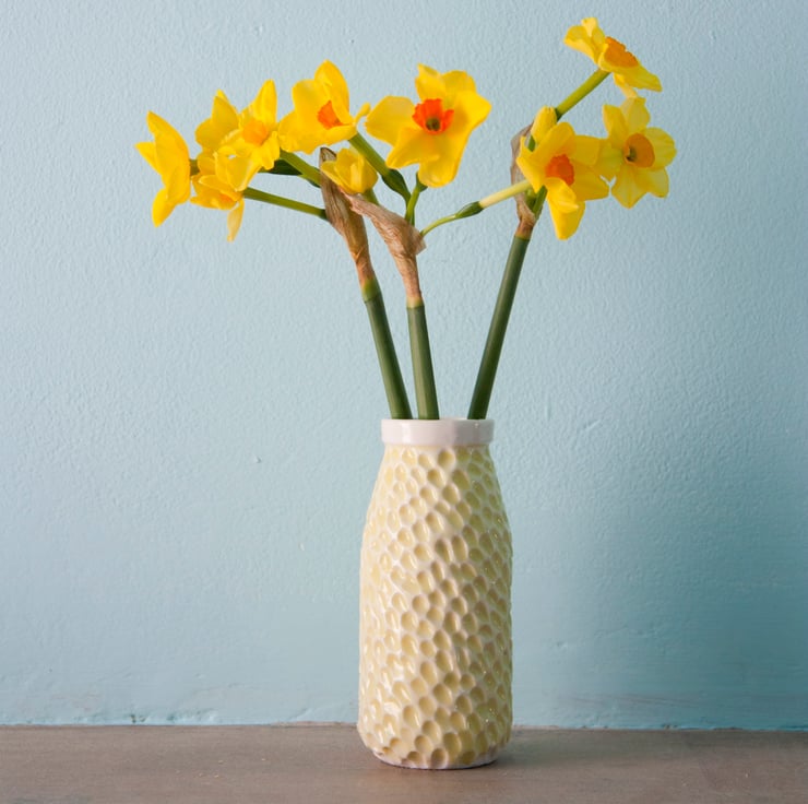 Yellow Milk Bottle Vase - Folksy