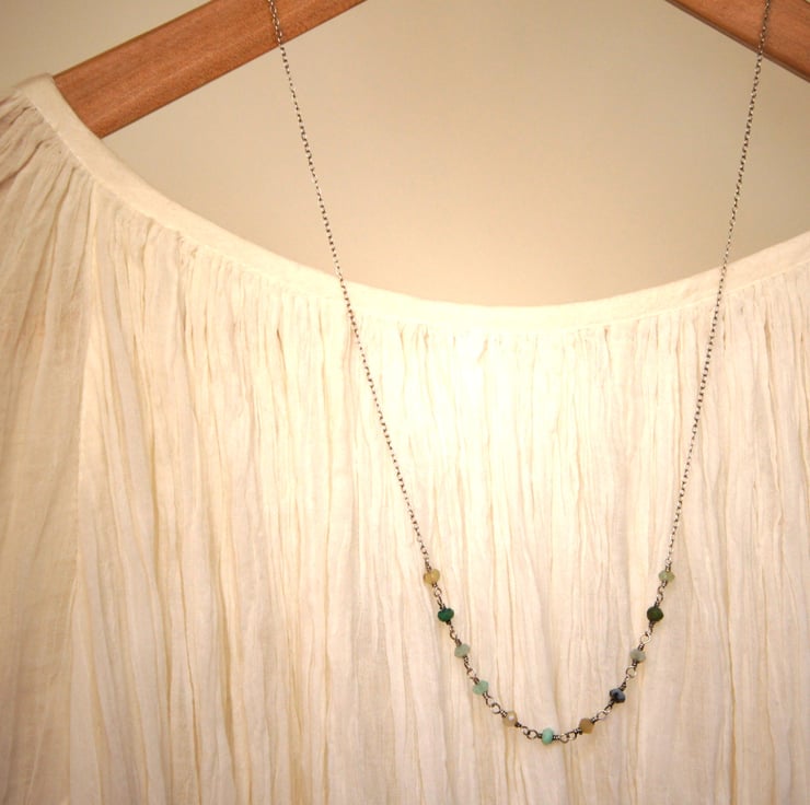 Green Peruvian Opal and Silver Necklace, Earth ... - Folksy