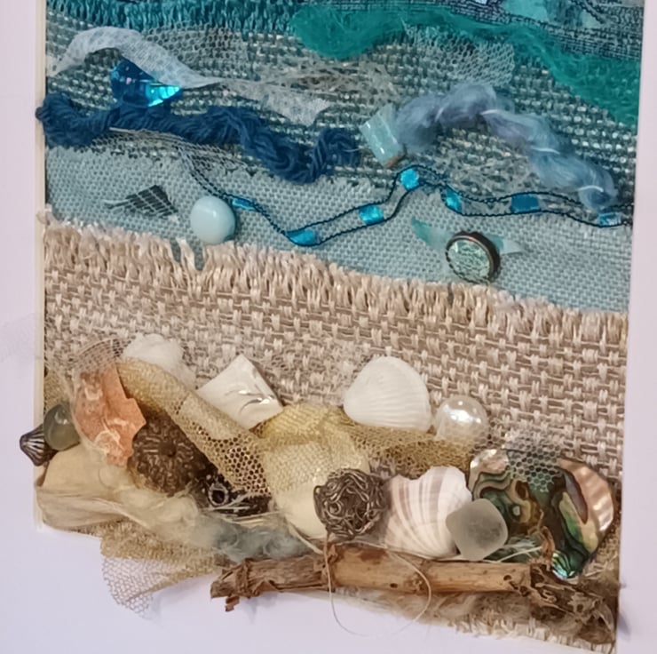 Turquoise Blue Tropical Seascape Mixed Media Ar... - Folksy