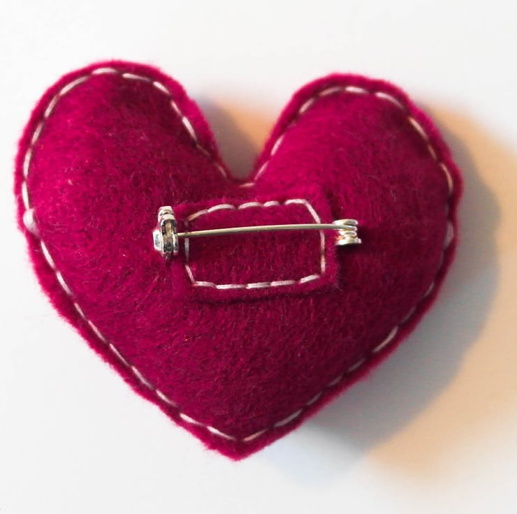 Hand Sewn Heart Brooch Pin. Birthday Gift. Marr... - Folksy