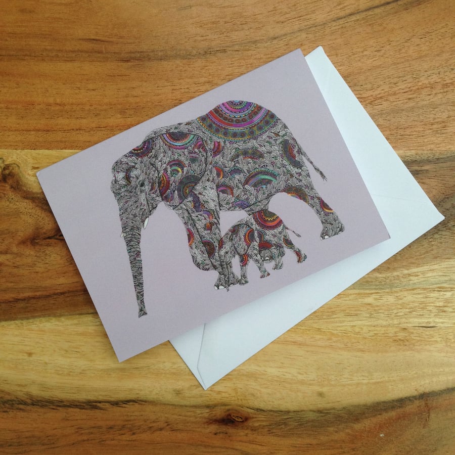 'Elephants' Card - Folksy