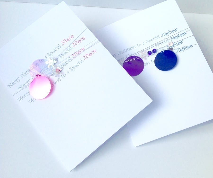 Christmas Card Pk of Five,Sequin Design,Individ... - Folksy