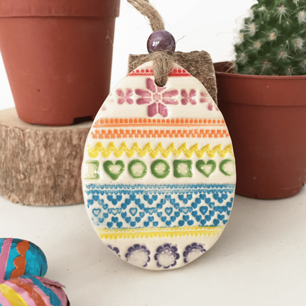 Pottery Easter Egg decoration Ceramic Easter Eg... - Folksy