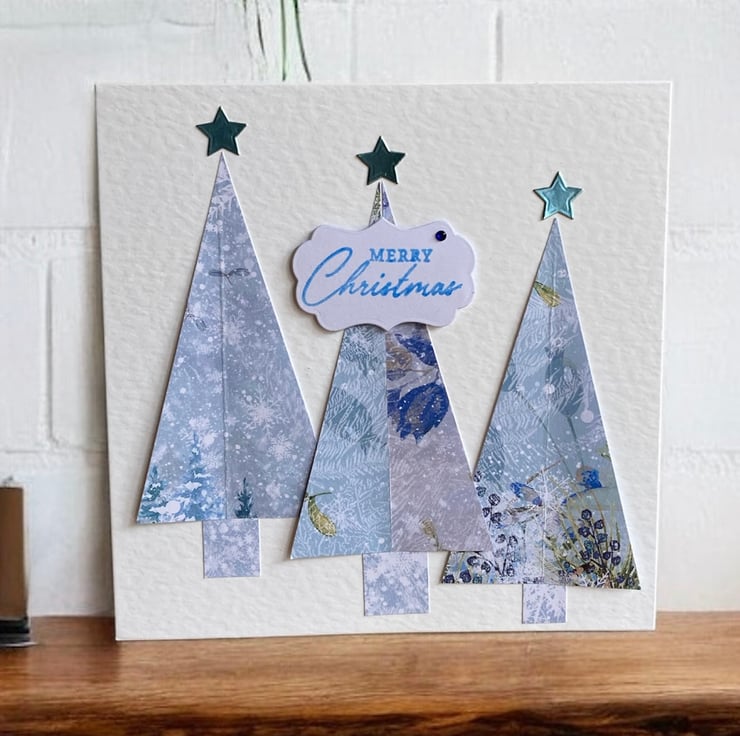 Set of 5 Contemporary Christmas Tree Cards. - Folksy