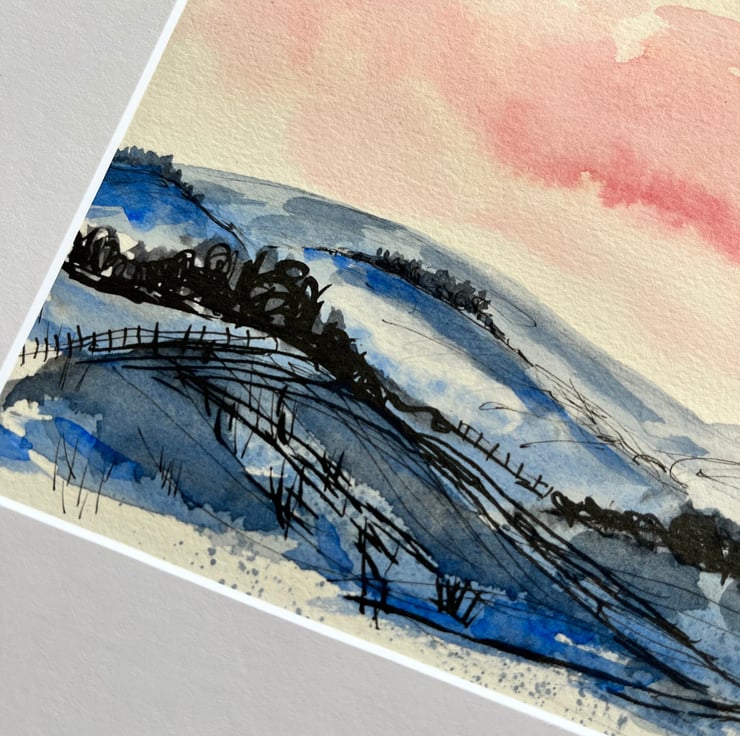 Original loose abstract watercolour landscape p... - Folksy