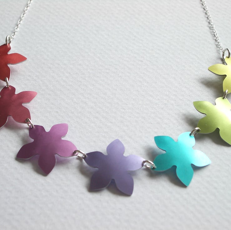 Rainbow spring flowers necklace - Folksy