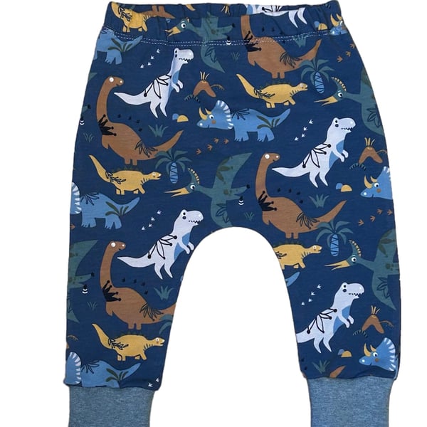 Cosy Dinosaur cuffed Kids Leggings - 4 years - Folksy