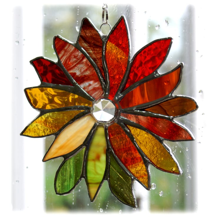 Bonfire Stained Glass Suncatcher Autumn Flower - Folksy