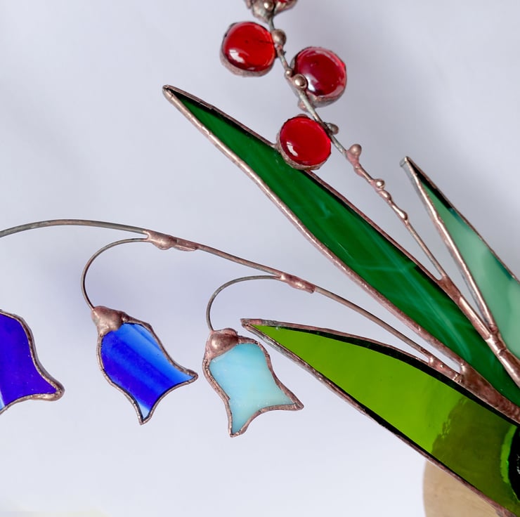 Bluebells and Berries Stained Glass Art Suncat... - Folksy