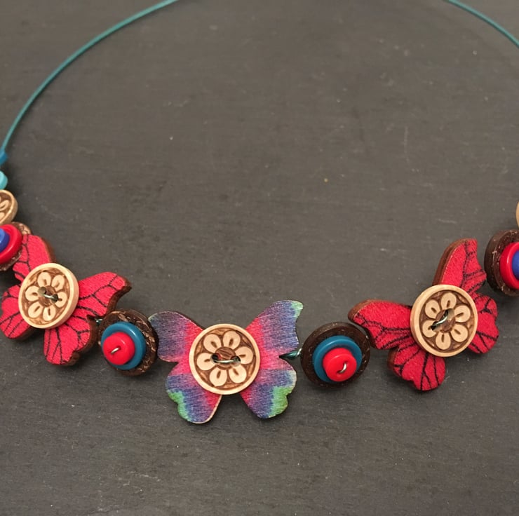 Butterfly button choker necklace - Folksy