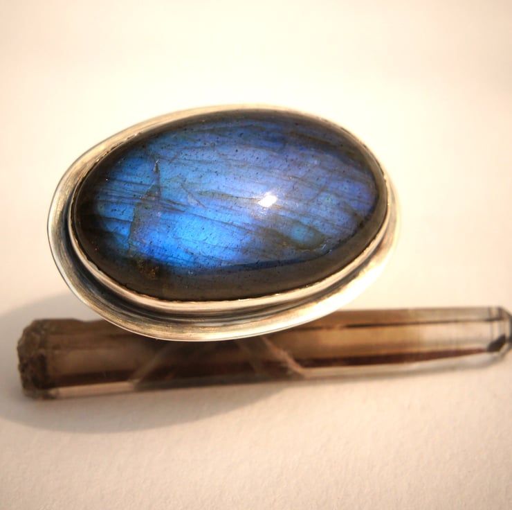 Soft Indigo Glow Oval Cabochon Labradorite and ... - Folksy