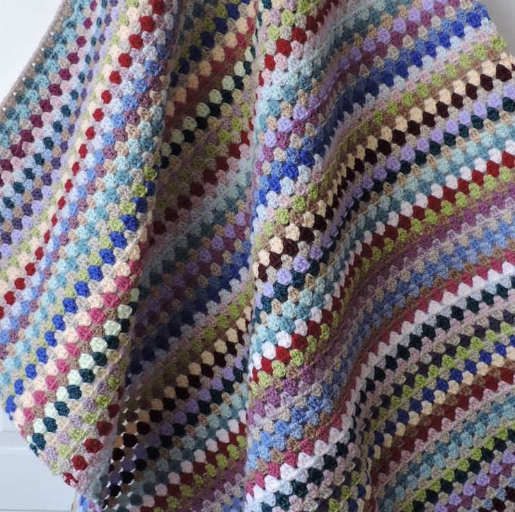 Crochet Blanket in multi coloured stripes - Folksy