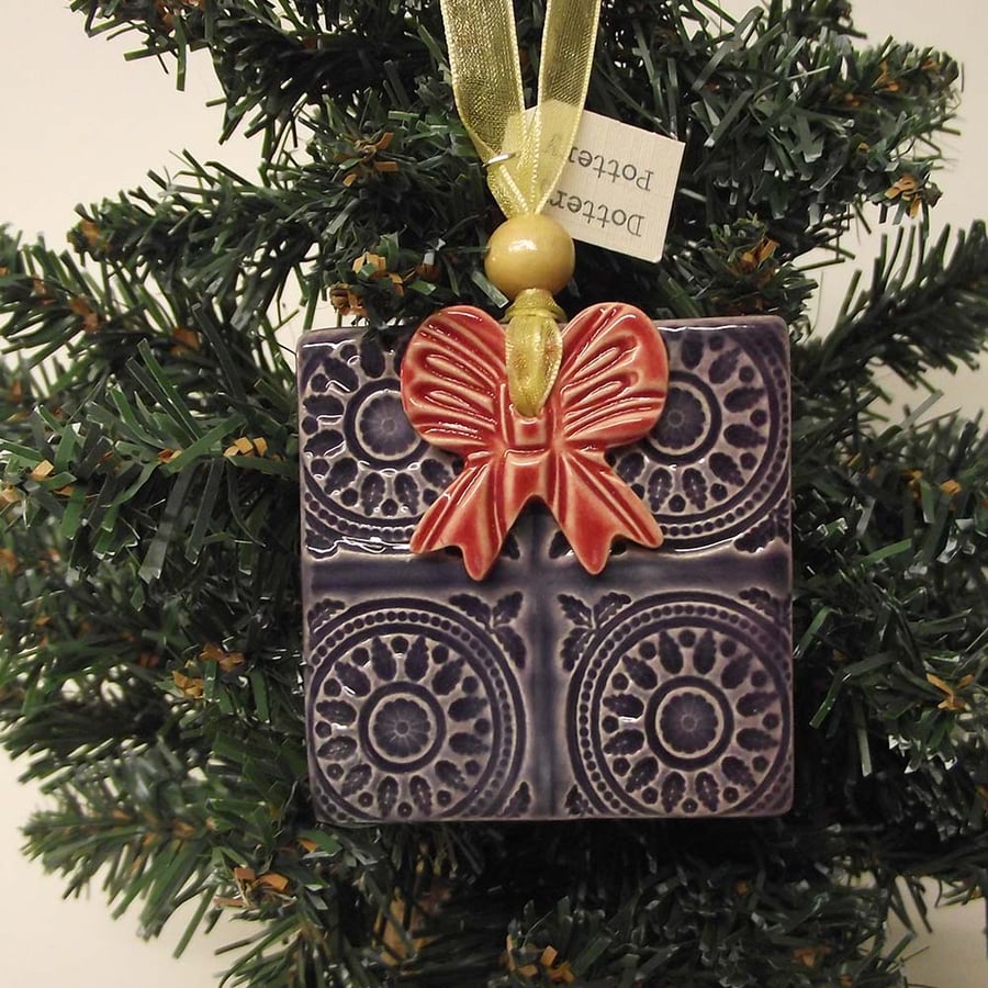 Ceramic Christmas Present Decoration. Christmas... - Folksy