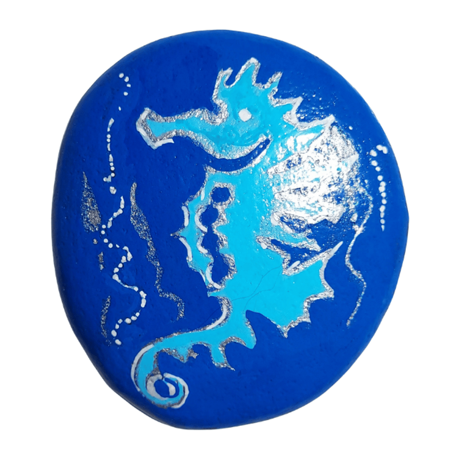 Seahorse Art Stone Painted Pebble Rock Garden - Folksy