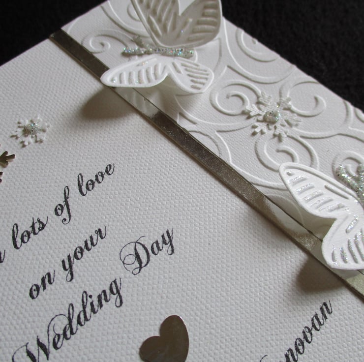 Sparkly Snowflake Butterfly Winter Wedding Card... - Folksy