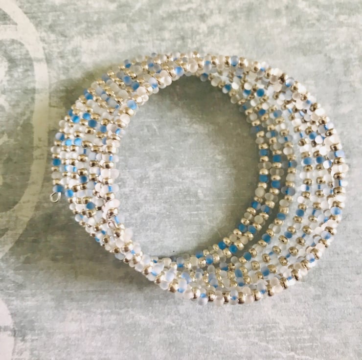 Beaded Memory Wire Statement Bracelet - Folksy