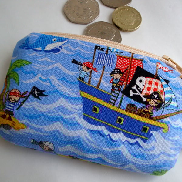 SALE Kids cotton Coin Purse - Pirate Purse - Folksy