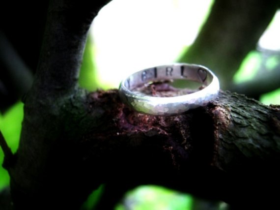 Personalised Silver Ring - Hammered Slinky - Folksy