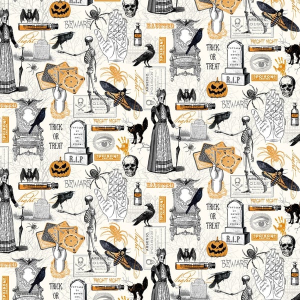 Fat Quarter Trick Or Treat Halloween Gothic Thi... - Folksy