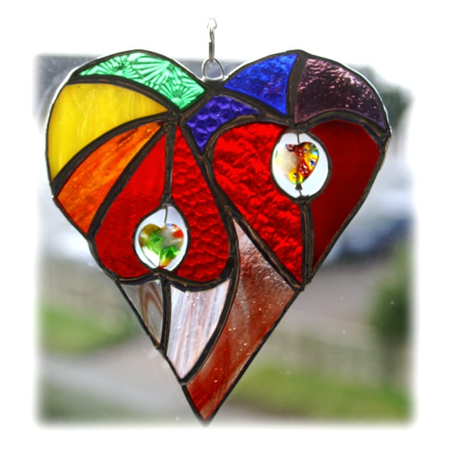 Heart of Hearts Suncatcher Rainbow Stained Glas... - Folksy