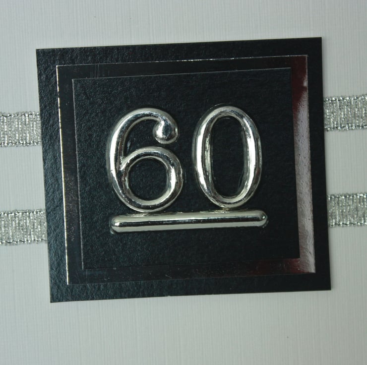 Silver and Black 60th Birthday card - Folksy