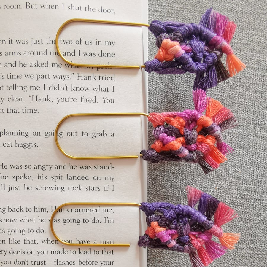 Handmade macrame jumbo paperclip bookmarks, pag... - Folksy