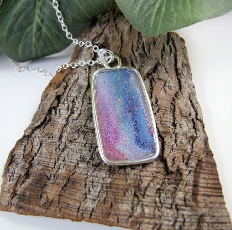 Silver Artisan Pendant. Hand Painted Wearable A... - Folksy