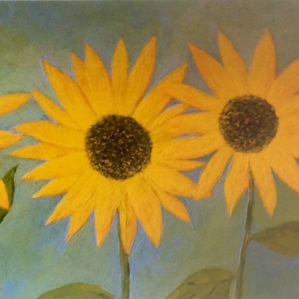 Sunflowers. Signed print. Flowers. Gardens. - Folksy
