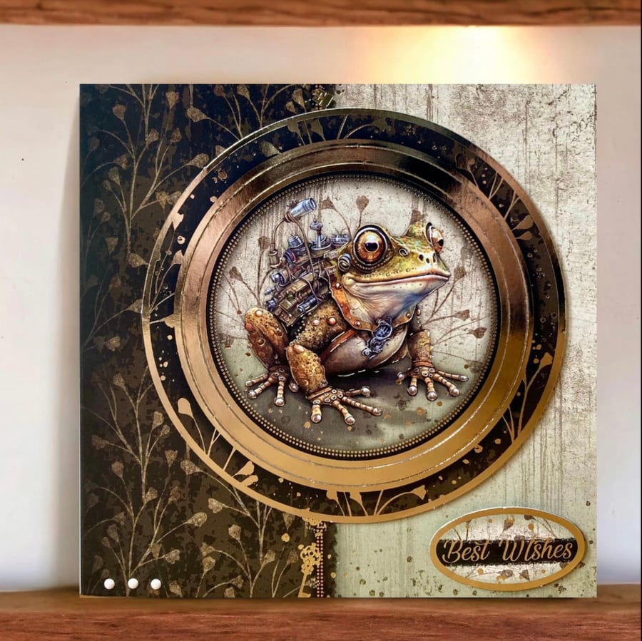 Steampunk fantasy frog greetings card. - Folksy
