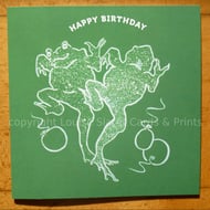 Green Birthday Dancing Frogs - Folksy