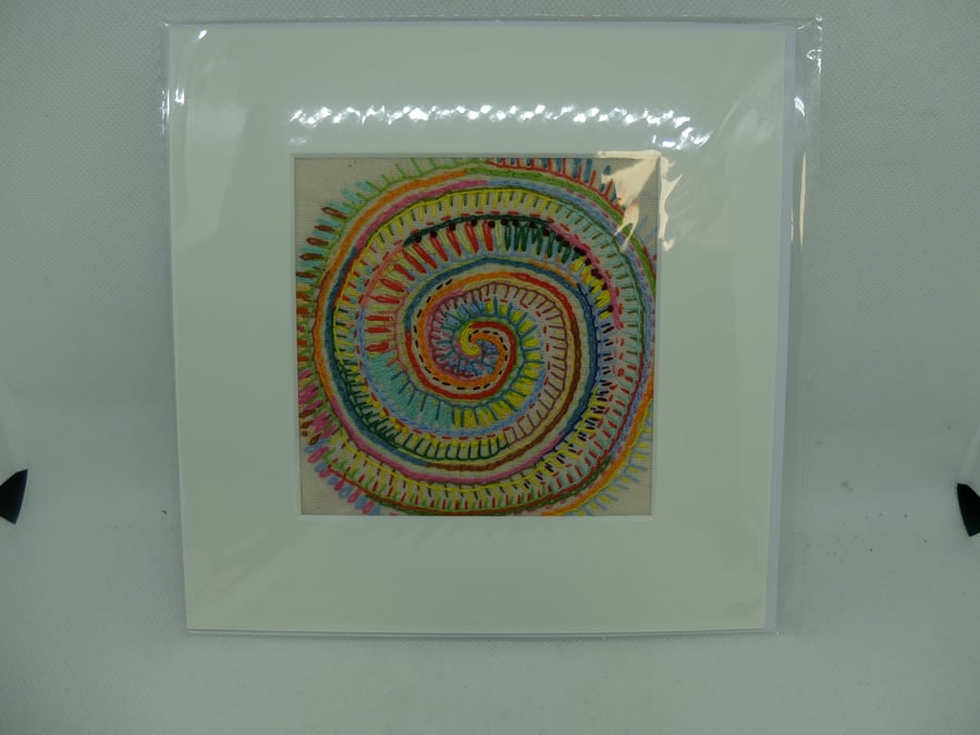 hand embroidered colourful spiral card - Folksy