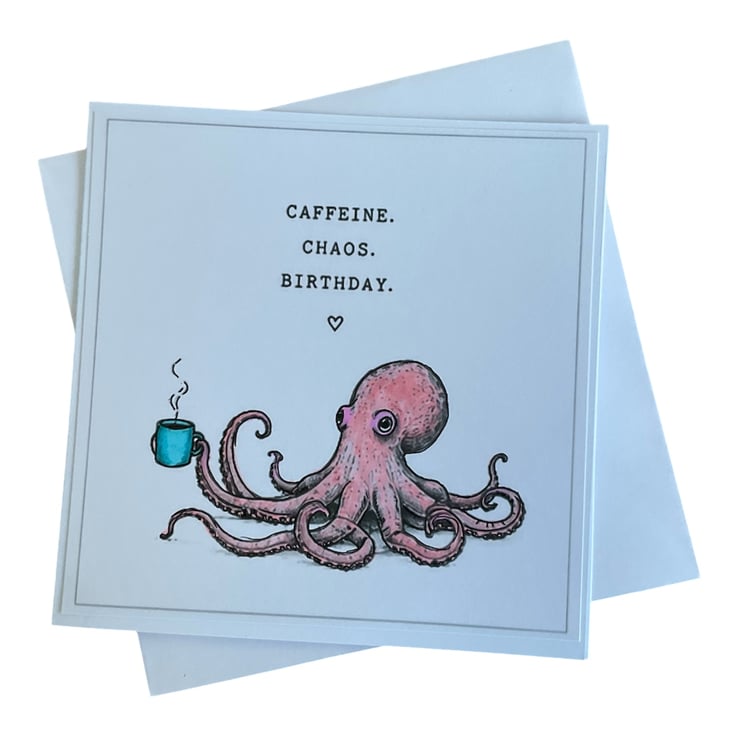 Funny Octopus Birthday Card. Handmade Humorous ... - Folksy