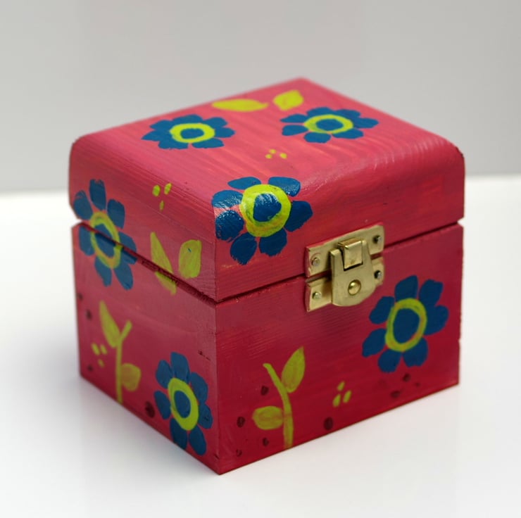 Hand-painted Pink Trinket Box, Pink Storage Box... - Folksy