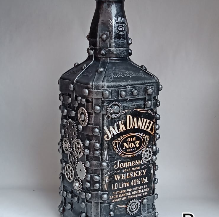 Jack Daniels Steampunk Bottle 1L Silver Pewter - Folksy