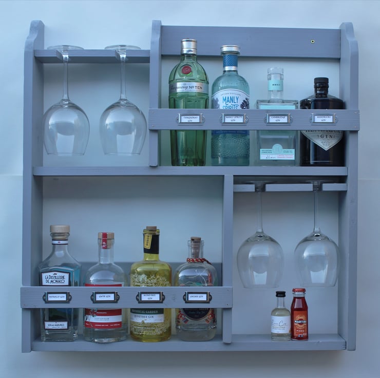 Gin rack, 8 bottles & 4 goblet glass's rack - Folksy