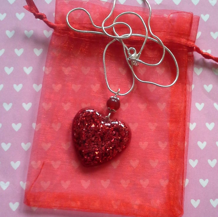 Resin Heart Pendant - Folksy