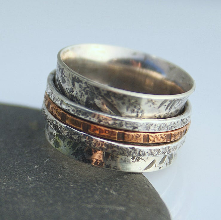 Silver and copper spinner ring - Folksy