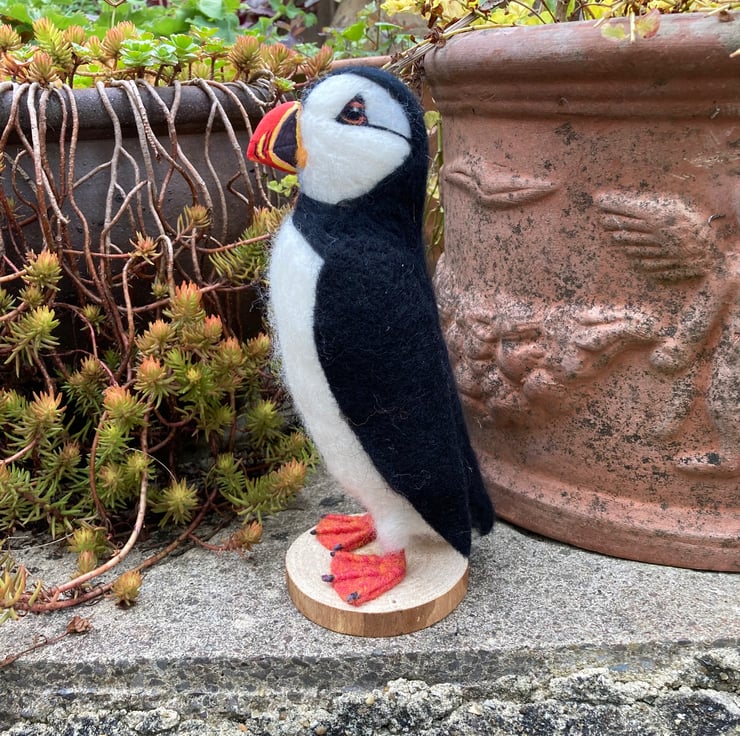 Puffin, woollen sculpture, needle felted - Folksy
