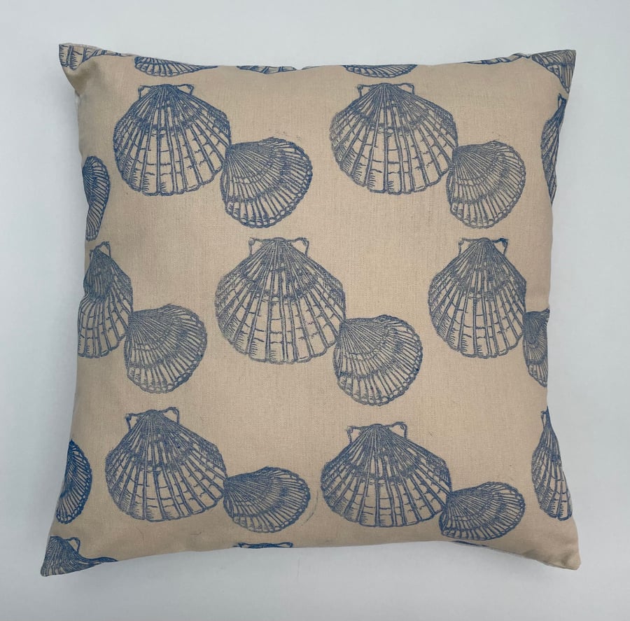 Sea Shell Cushion - Original Handprinted Lino P... - Folksy