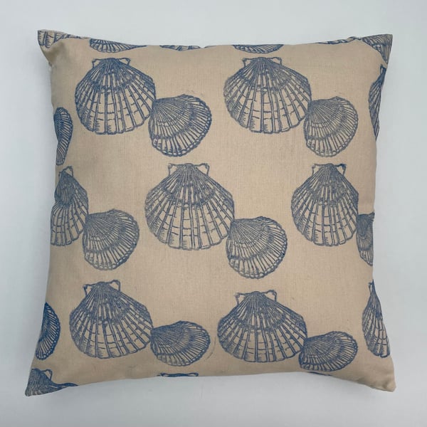Sea Shell Cushion - Original Handprinted Lino P... - Folksy