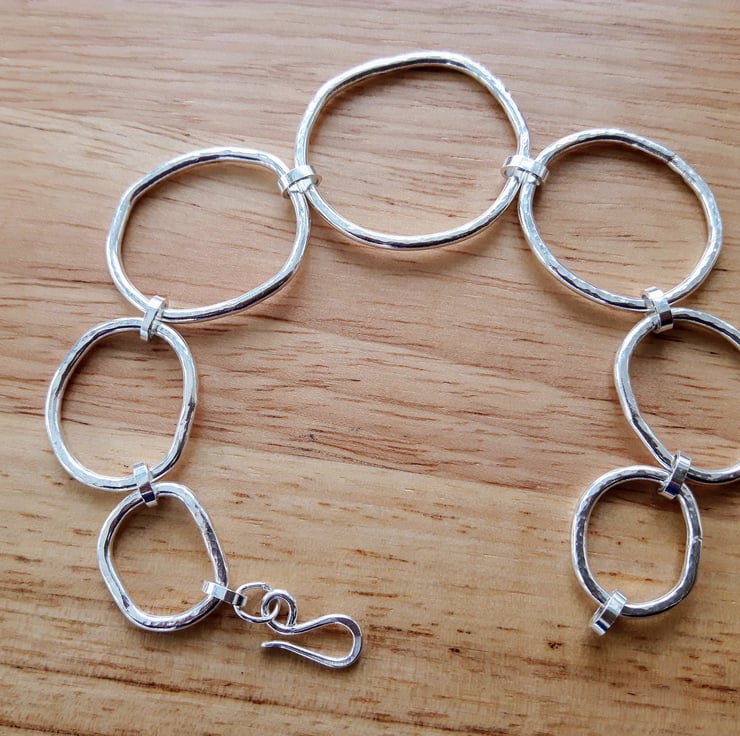 Sterling Silver Large Link Chain Bracelet, Hall... - Folksy