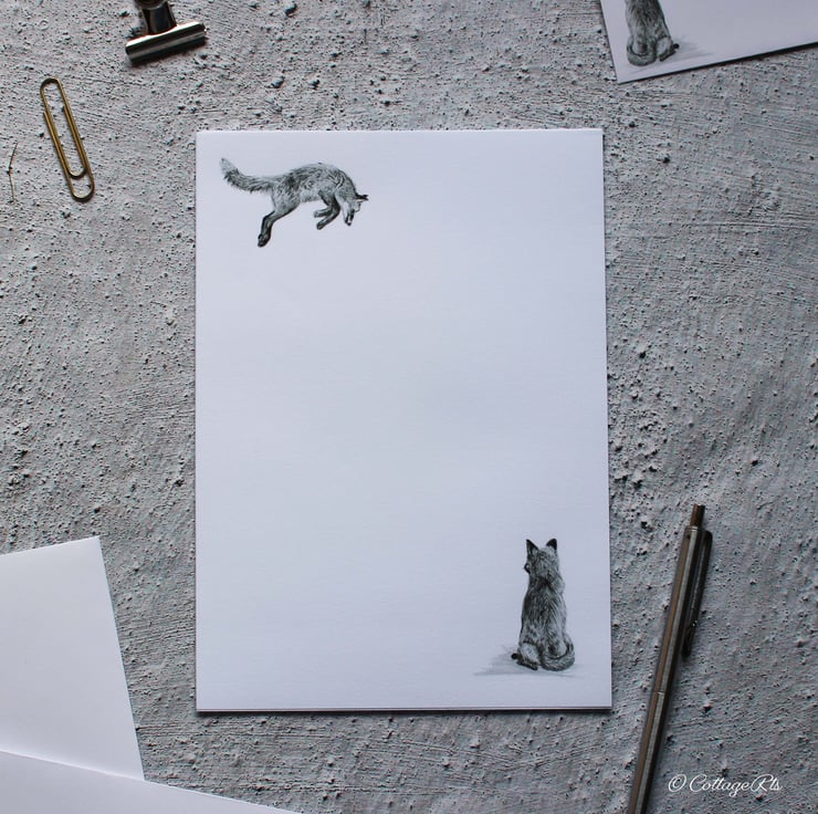 Fox Letter Writing Paper Hand Designed By Cotta... - Folksy