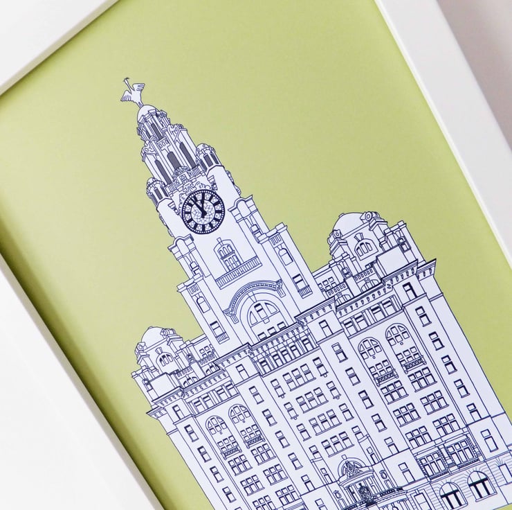 Liver Building Print - Liverpool illustration ... - Folksy