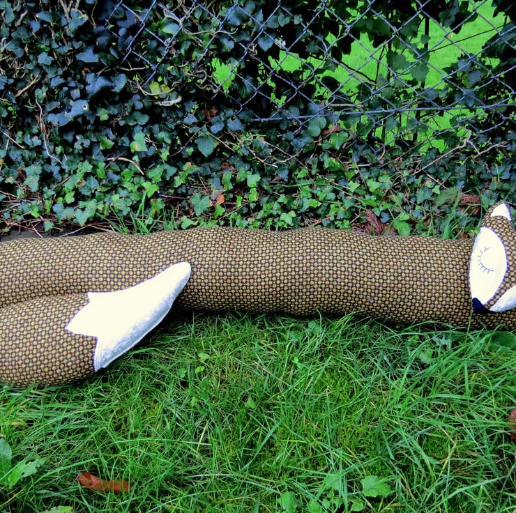 Fox draught excluder. Textured olive and brown ... - Folksy