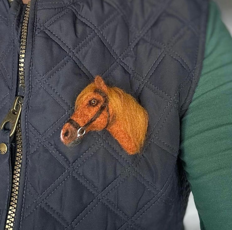 Needle Felted Chestnut Horse Head Brooch - Folksy