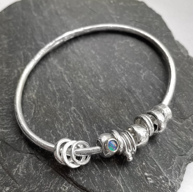 Silver and opal fidget bangle No Worries Bangle - Folksy