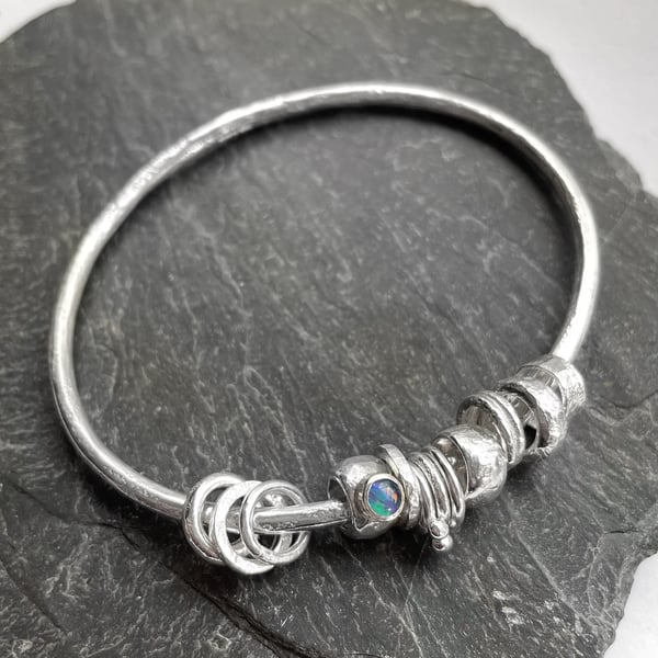 Silver and opal fidget bangle No Worries Bangle - Folksy
