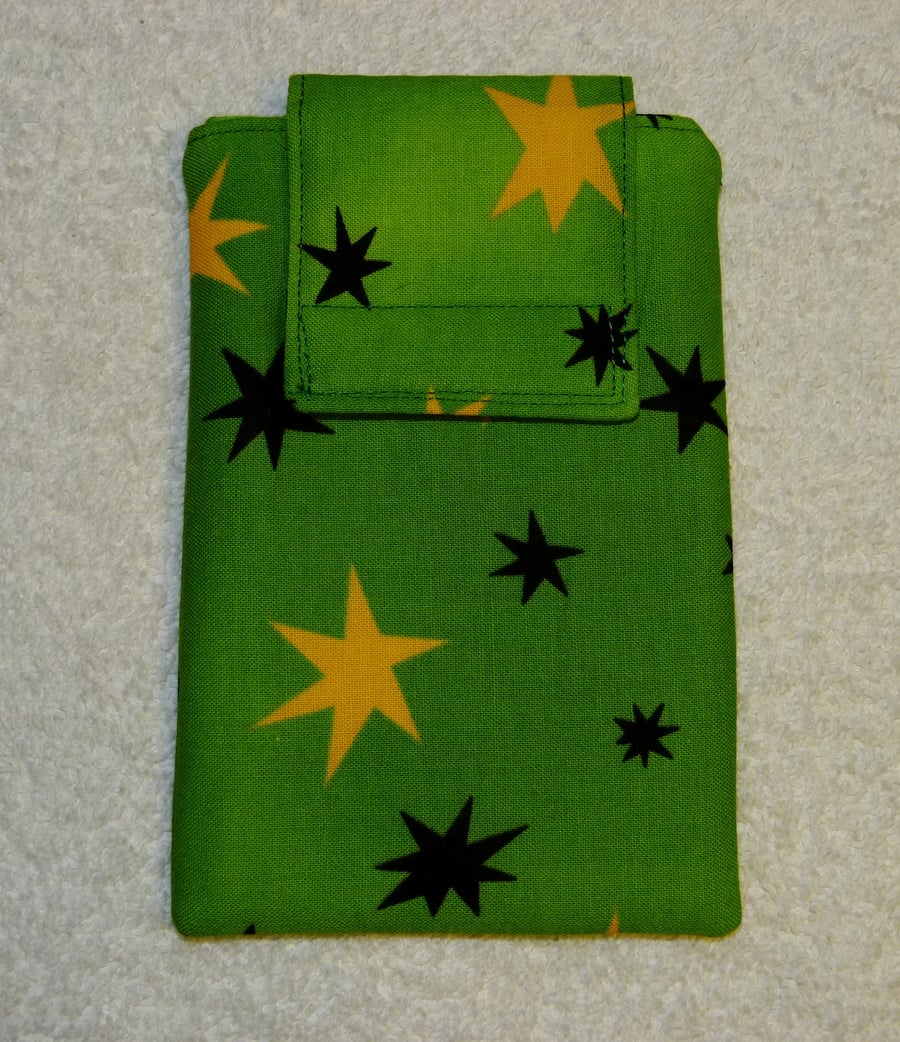 Mobile Phone Cover In Stars on Green Fabric . S... - Folksy