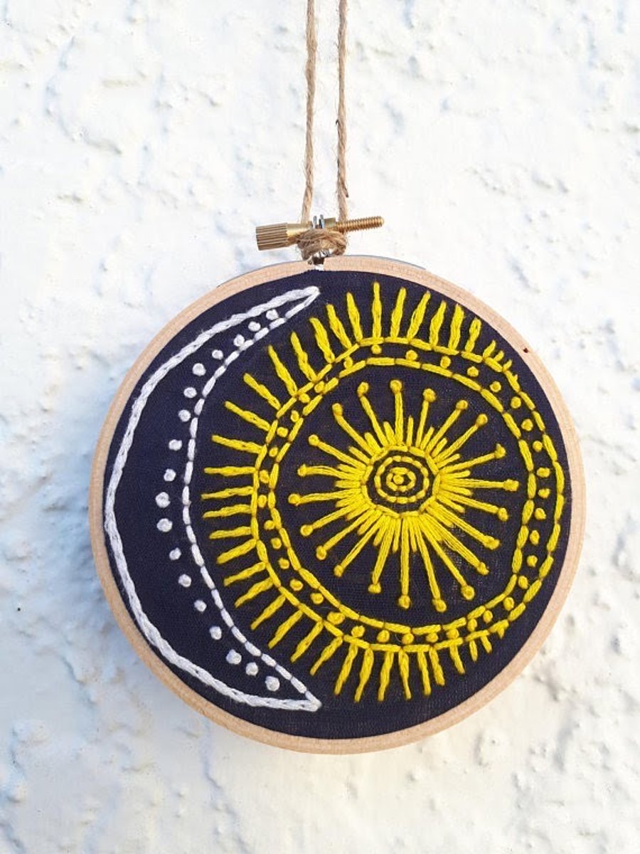Boho Embroidery DIY Kit Sun and Moon - Folksy