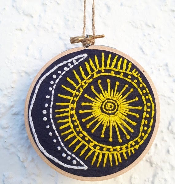 Boho Embroidery DIY Kit Sun and Moon - Folksy